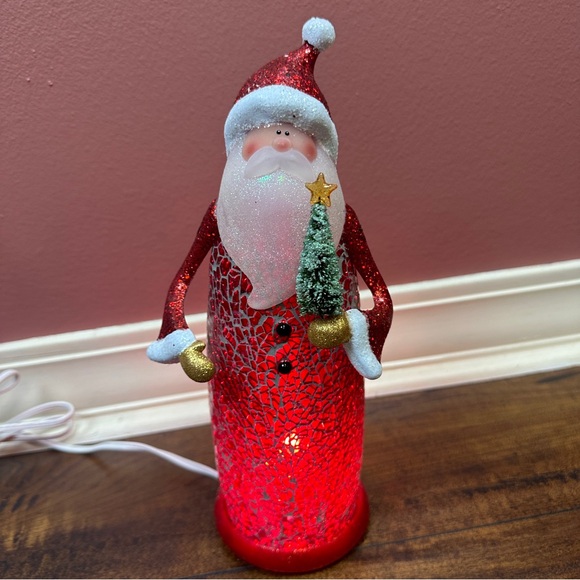 Valerie Parr Hill | Holiday | Mosaic Santa Lamp Figure Red Acrylic Xmas ...